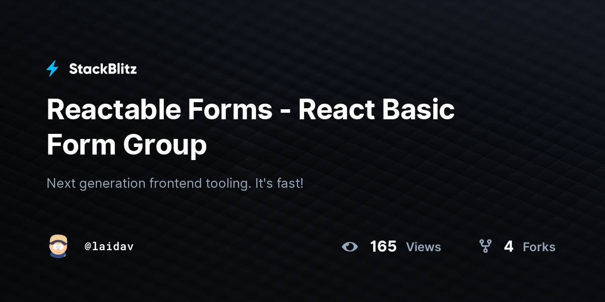 Reactable Forms - React Basic Form Group - StackBlitz