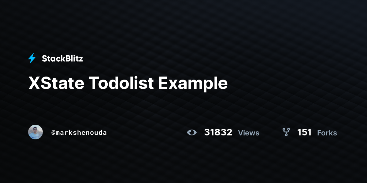 XState Todolist Example - StackBlitz