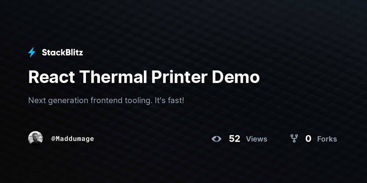React Thermal Printer Demo - StackBlitz