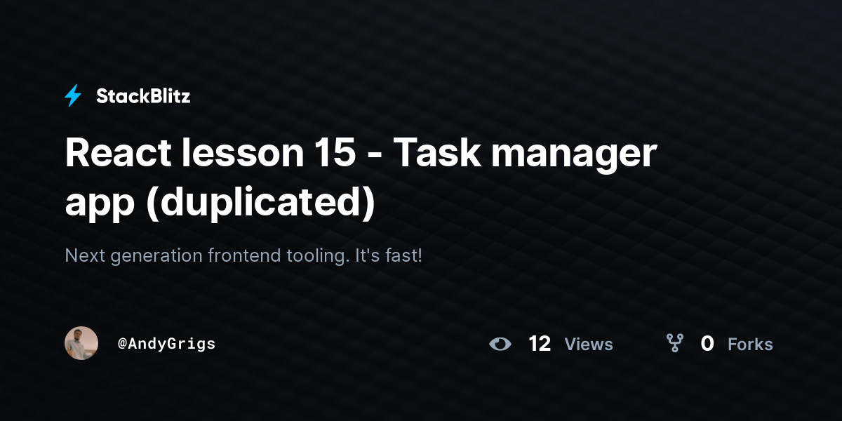 React lesson 15 - Task manager app (duplicated) - StackBlitz
