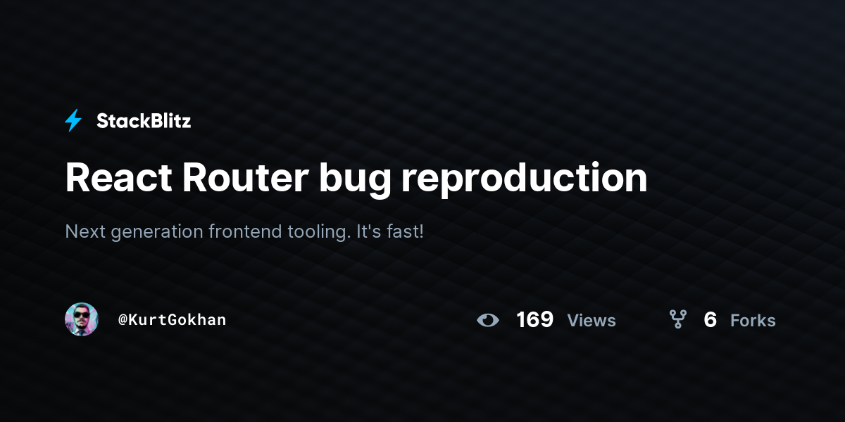 React Router bug reproduction - StackBlitz