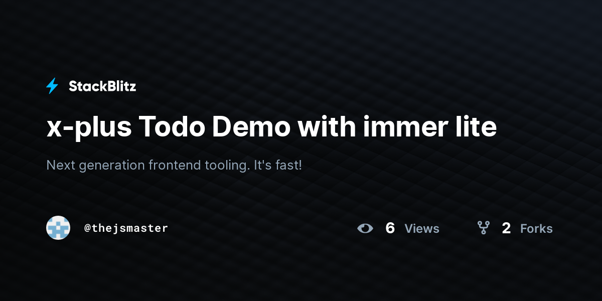 x-plus Todo Demo with immer lite - StackBlitz