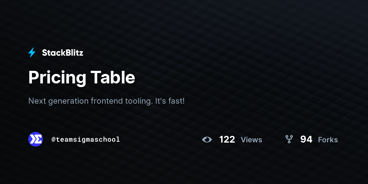 Pricing Table - StackBlitz