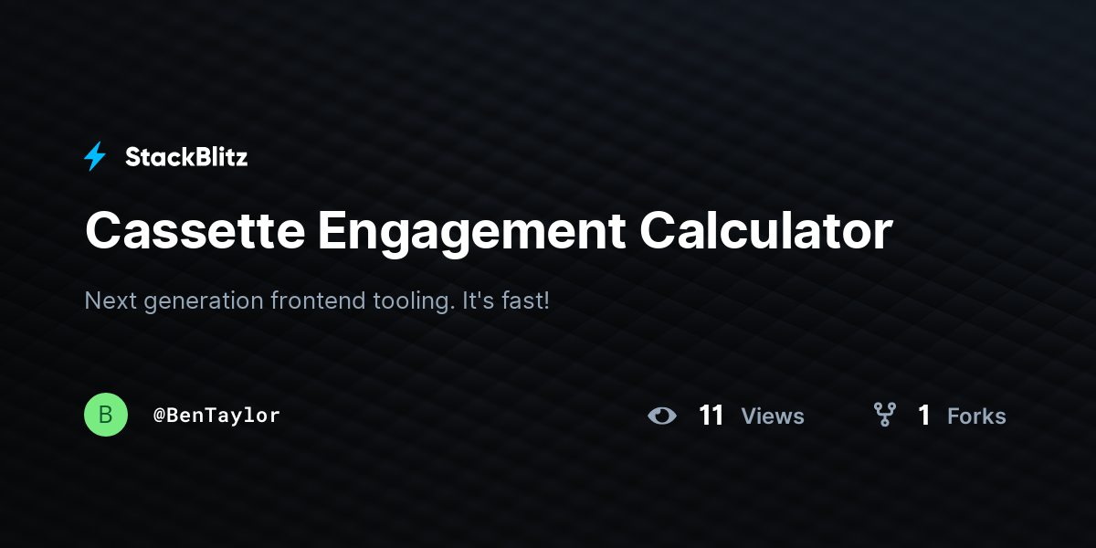 Cassette Engagement Calculator - StackBlitz