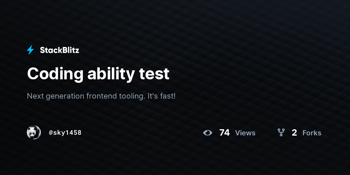 Coding ability test - StackBlitz