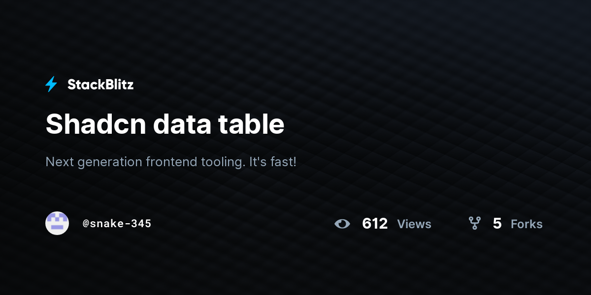 Shadcn data table - StackBlitz