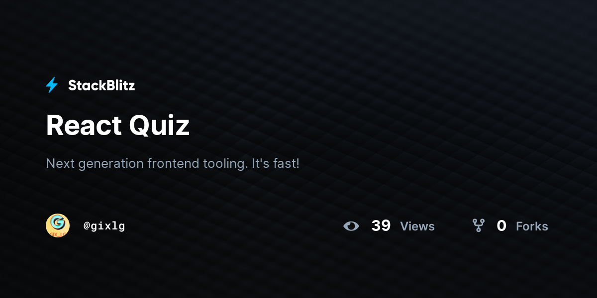 React Quiz - StackBlitz
