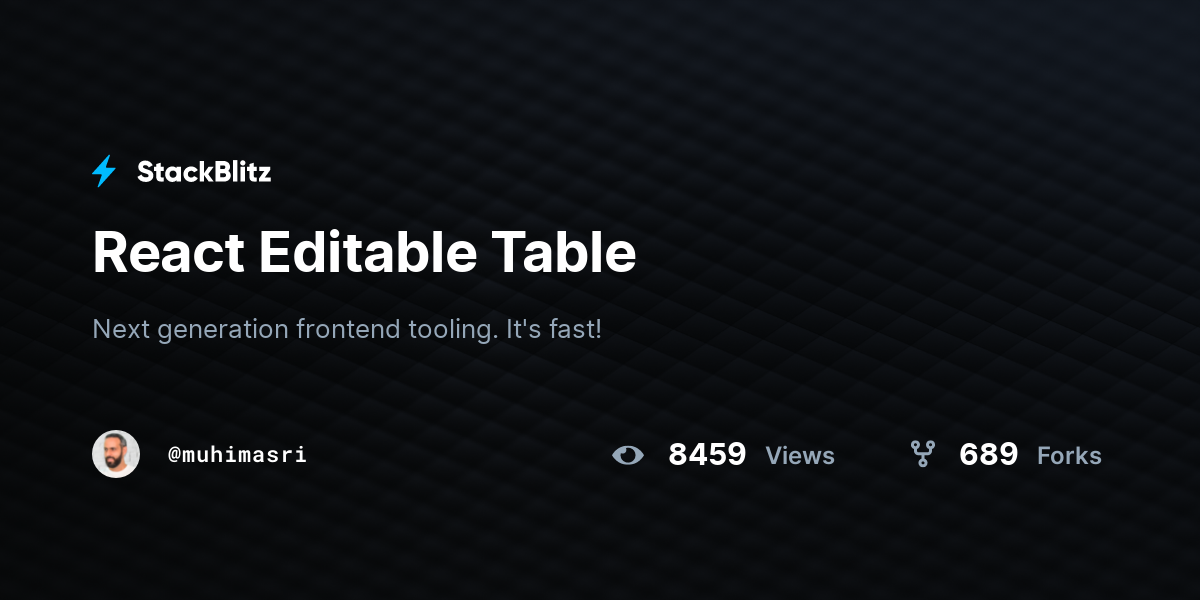 React Editable Table - StackBlitz