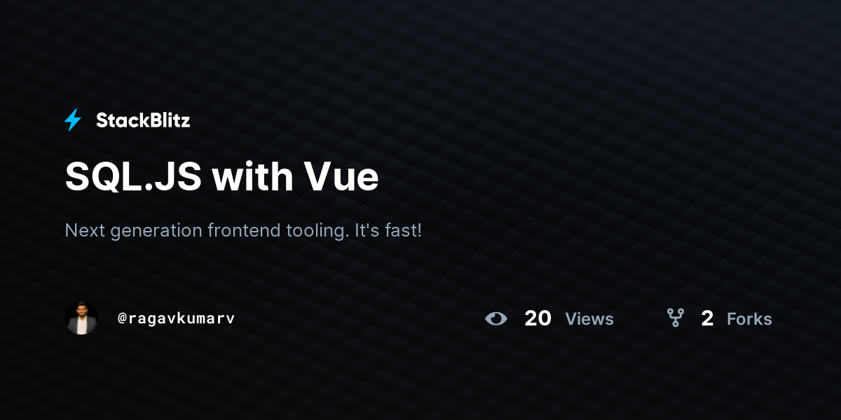 SQL.JS with Vue - StackBlitz