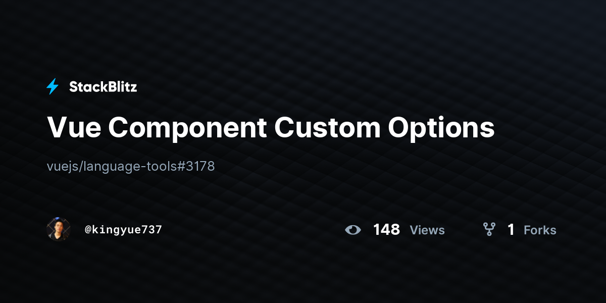 Vue Component Custom Options - StackBlitz