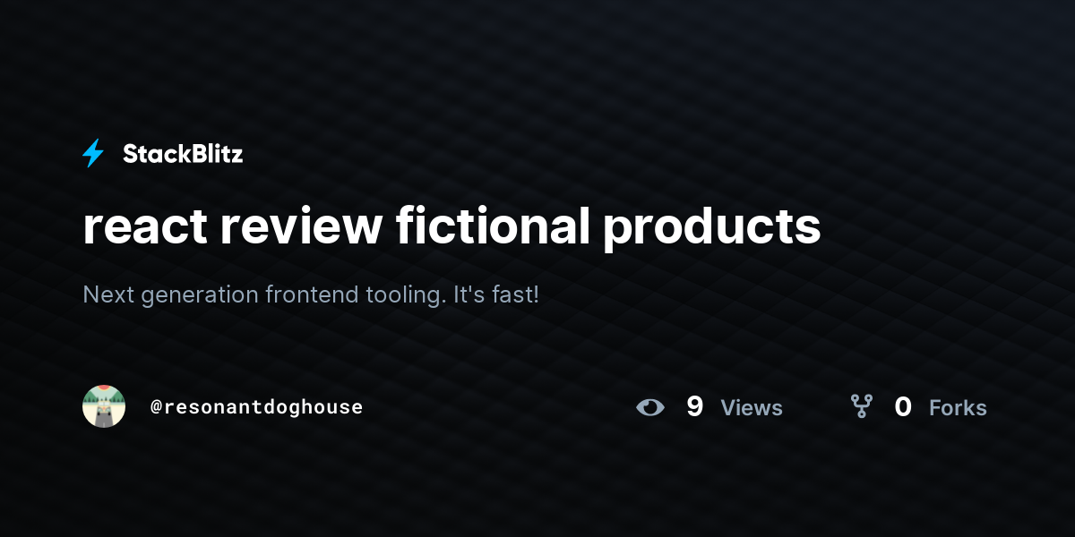 react review fictional products - StackBlitz