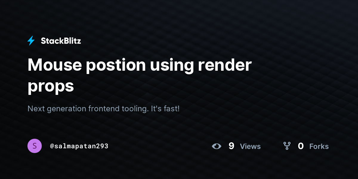 Mouse postion using render props - StackBlitz