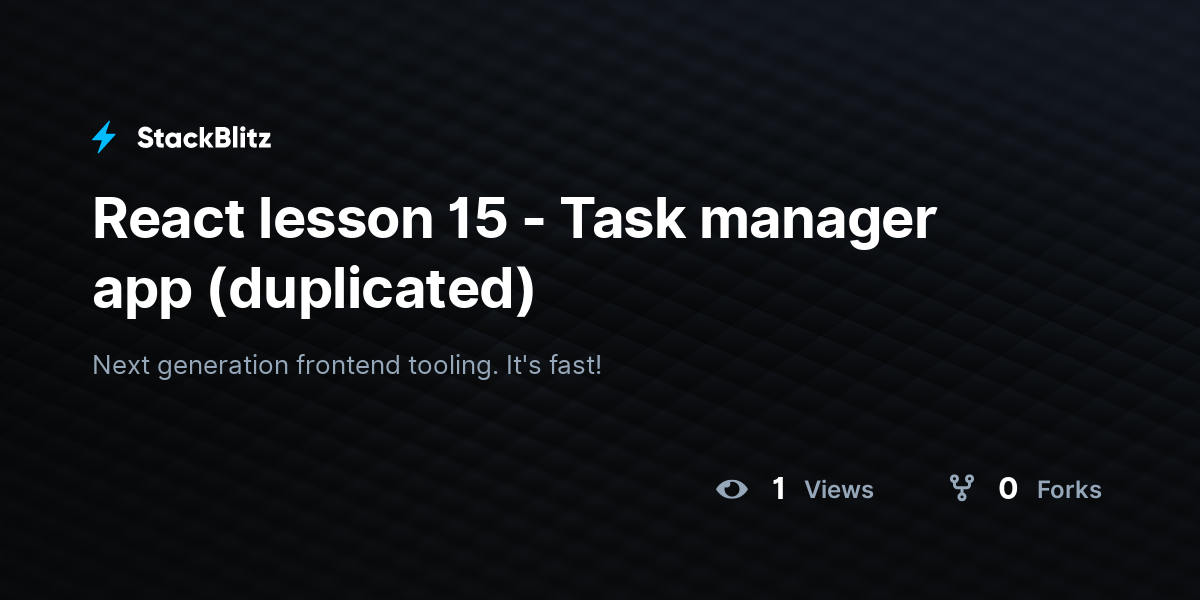 React lesson 15 - Task manager app (duplicated) - StackBlitz
