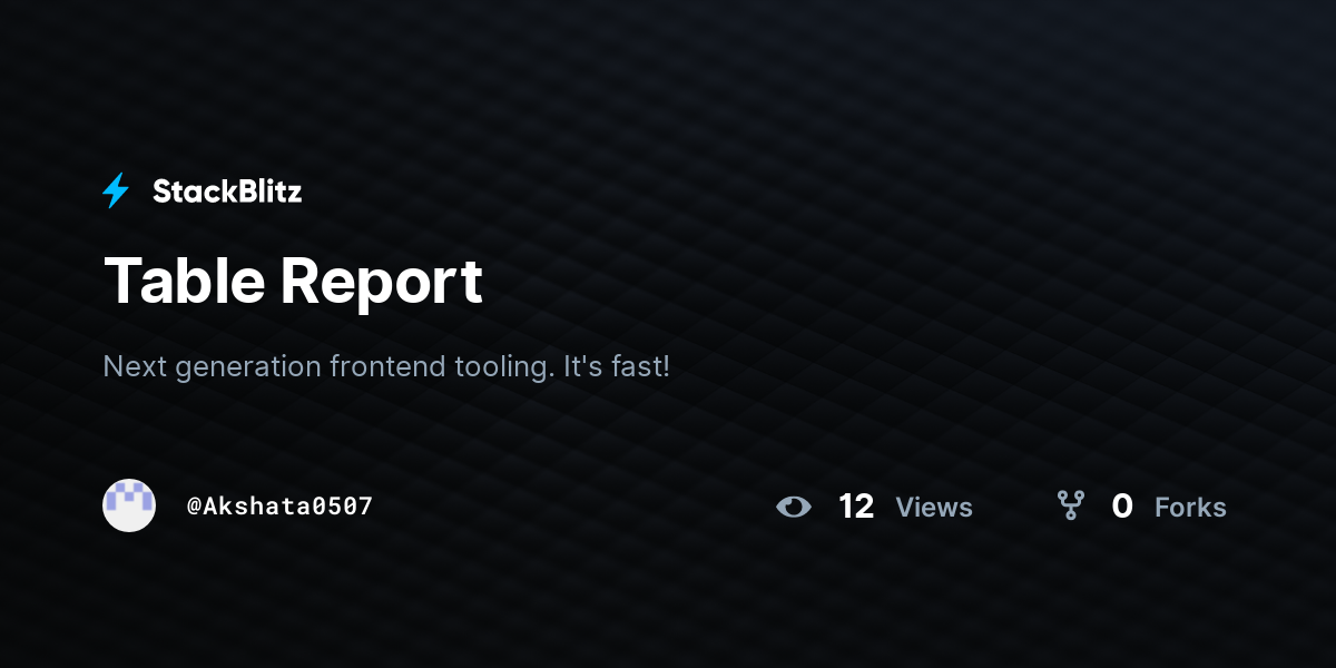 Table Report - StackBlitz
