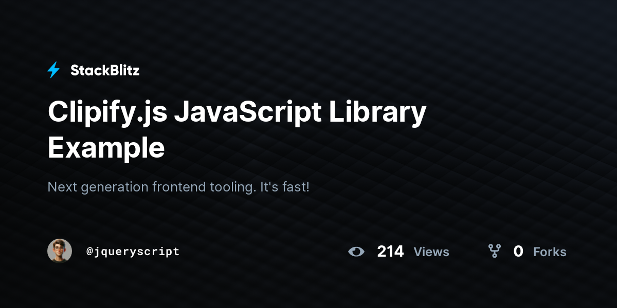 Clipify.js JavaScript Library Example - StackBlitz