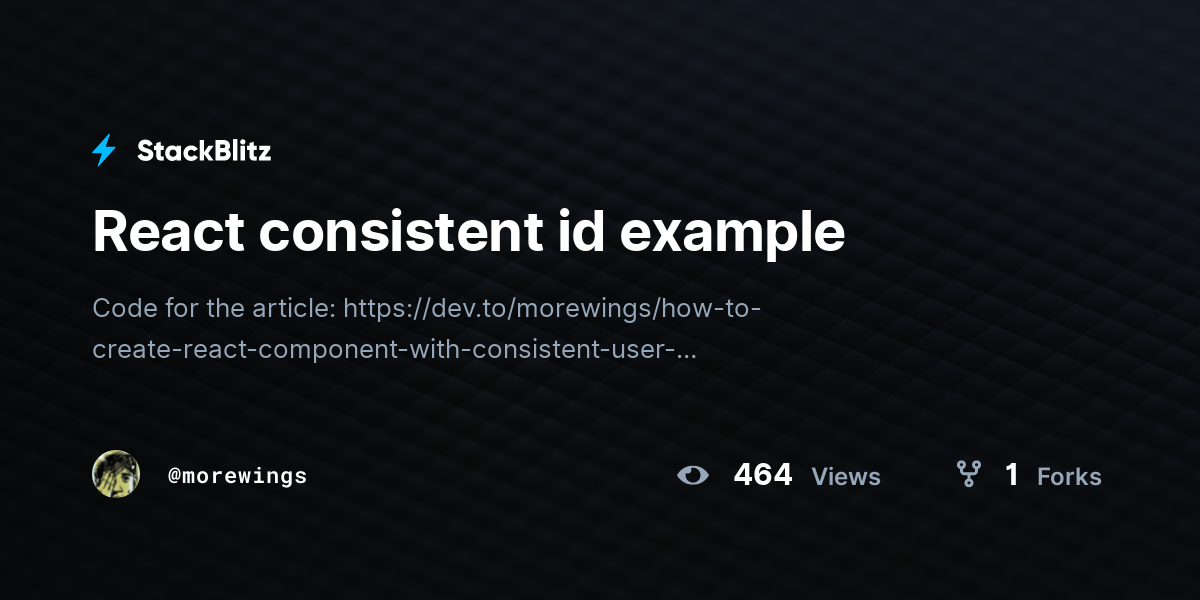 React consistent id example - StackBlitz