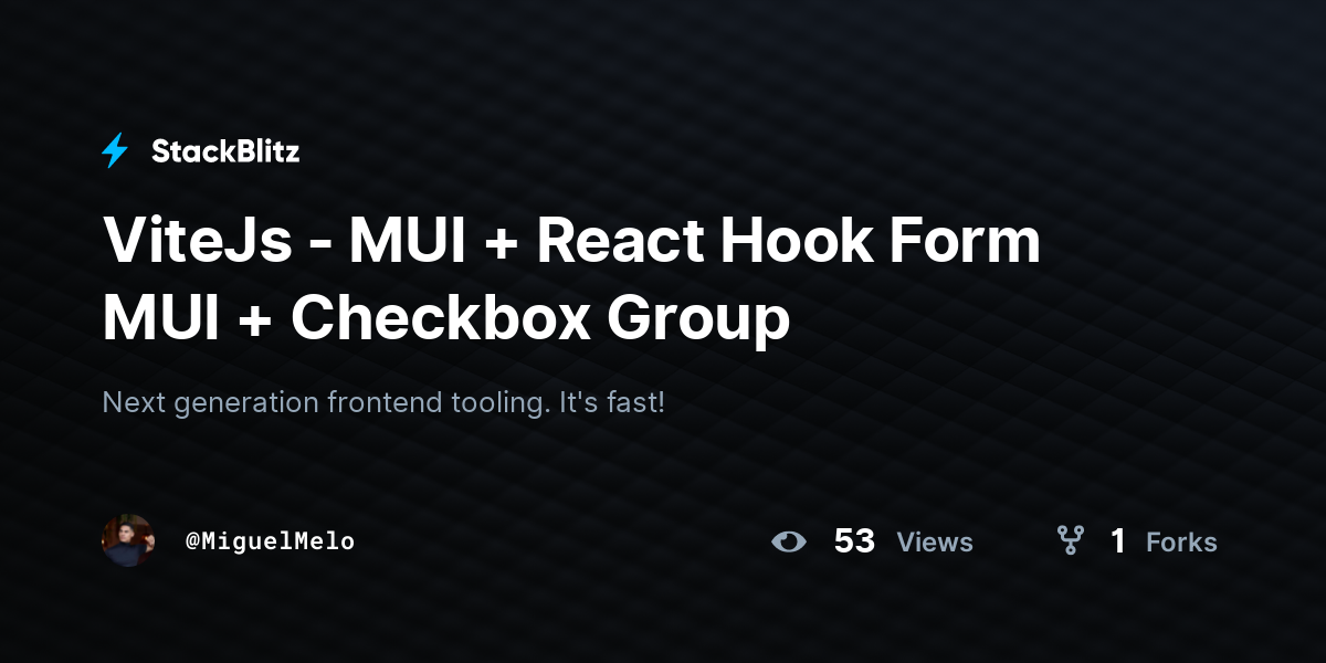 ViteJs MUI React Hook Form MUI Checkbox Group StackBlitz