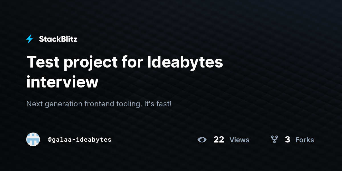 Test project for Ideabytes interview - StackBlitz
