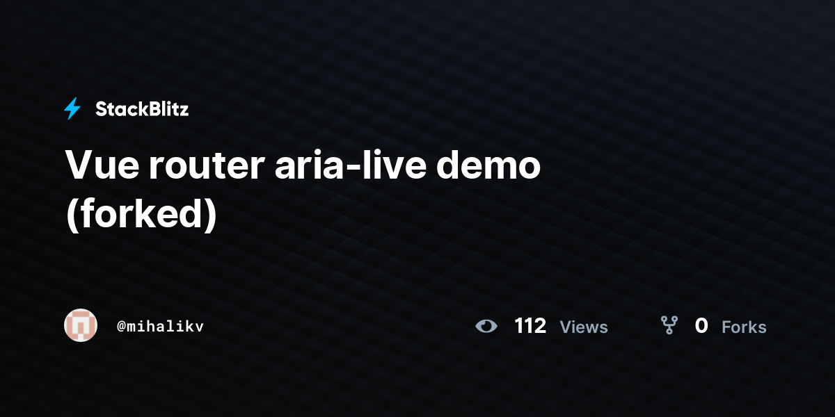 Vue router aria-live demo (forked) - StackBlitz