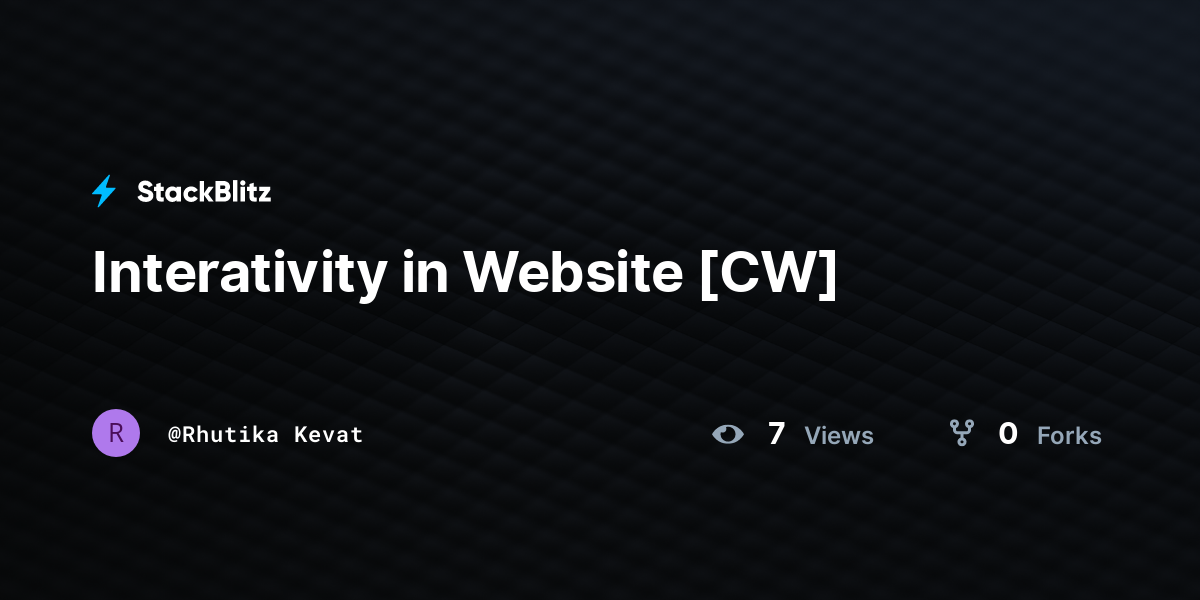 Interativity in Website [CW] - StackBlitz