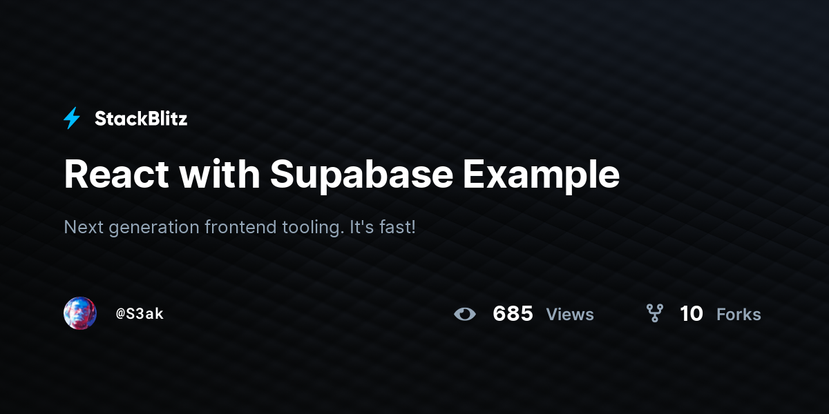 React with Supabase Example - StackBlitz