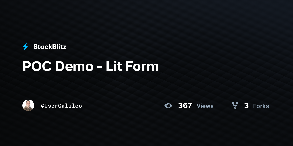 POC Demo - Lit Form - StackBlitz