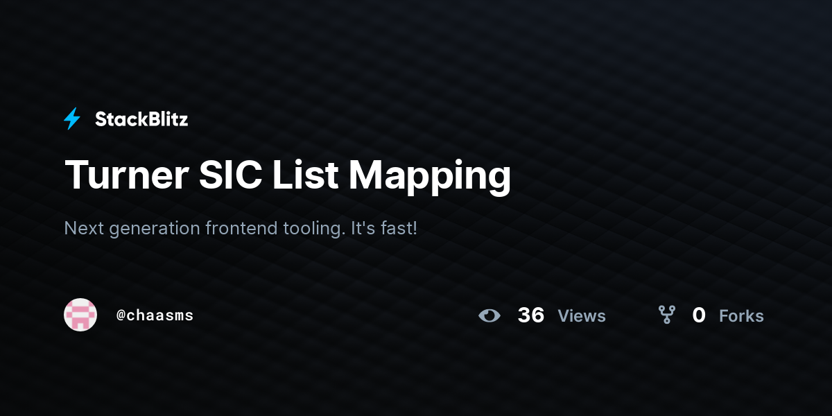 Turner SIC List Mapping - StackBlitz
