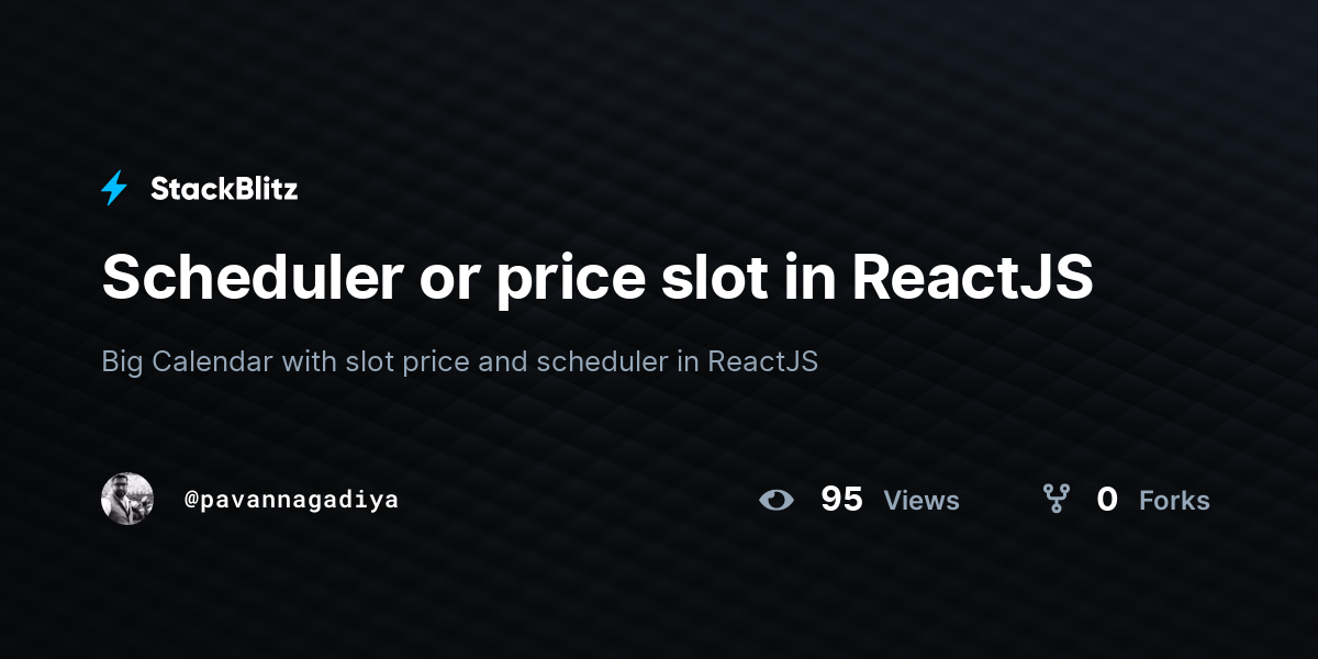 Scheduler or price slot in ReactJS - StackBlitz