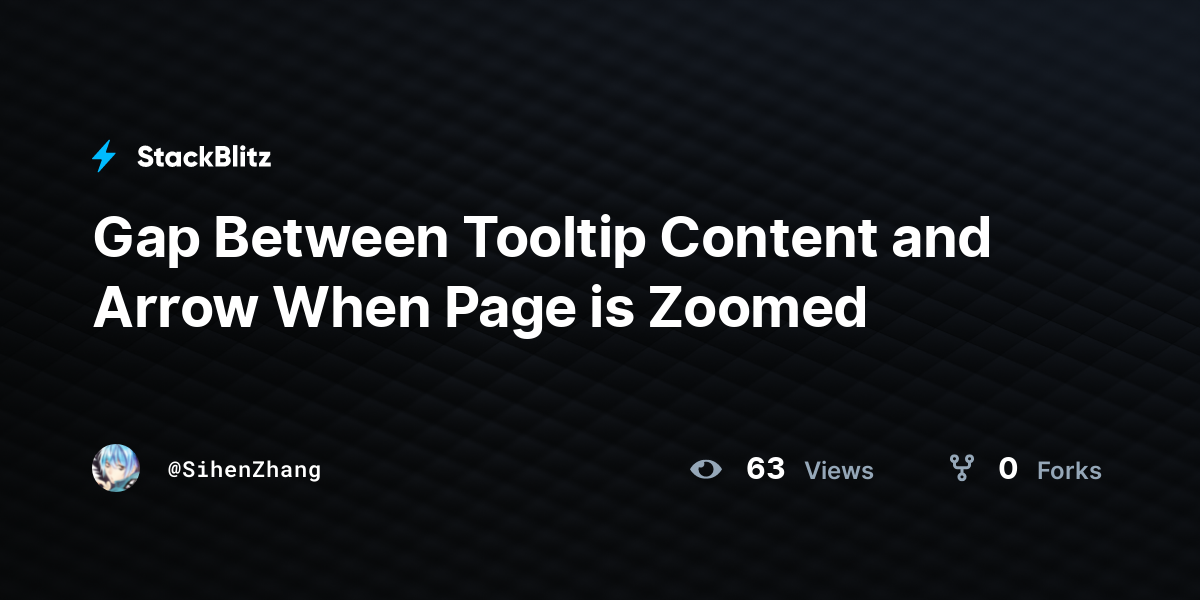 Gap Between Tooltip Content and Arrow When Page is Zoomed - StackBlitz