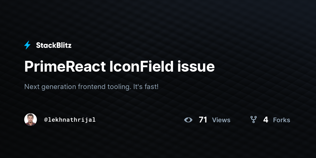 PrimeReact IconField issue - StackBlitz PrimeReact IconField issue - StackBlitz