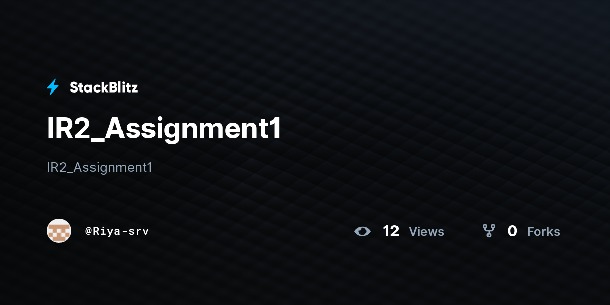 Ir2 Assignment1 Stackblitz