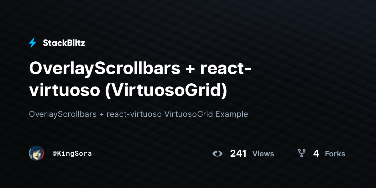 OverlayScrollbars + react-virtuoso (VirtuosoGrid) - StackBlitz