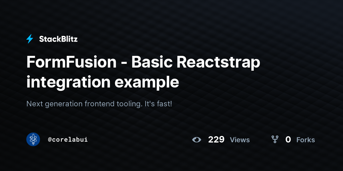 FormFusion - Basic Reactstrap integration example - StackBlitz