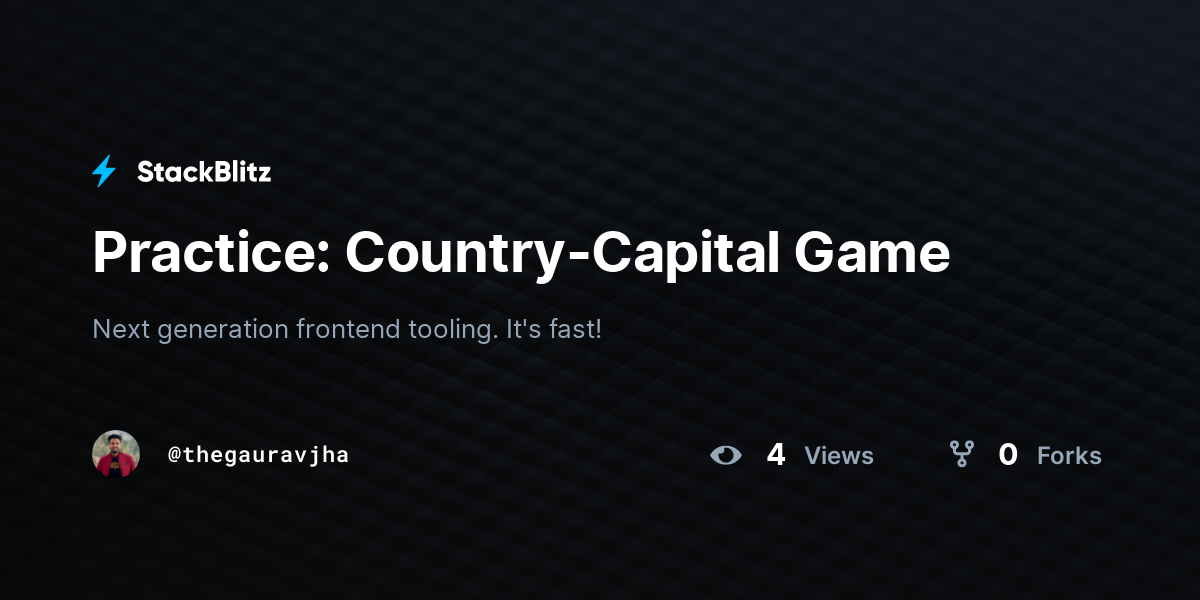 Practice: Country-Capital Game - StackBlitz