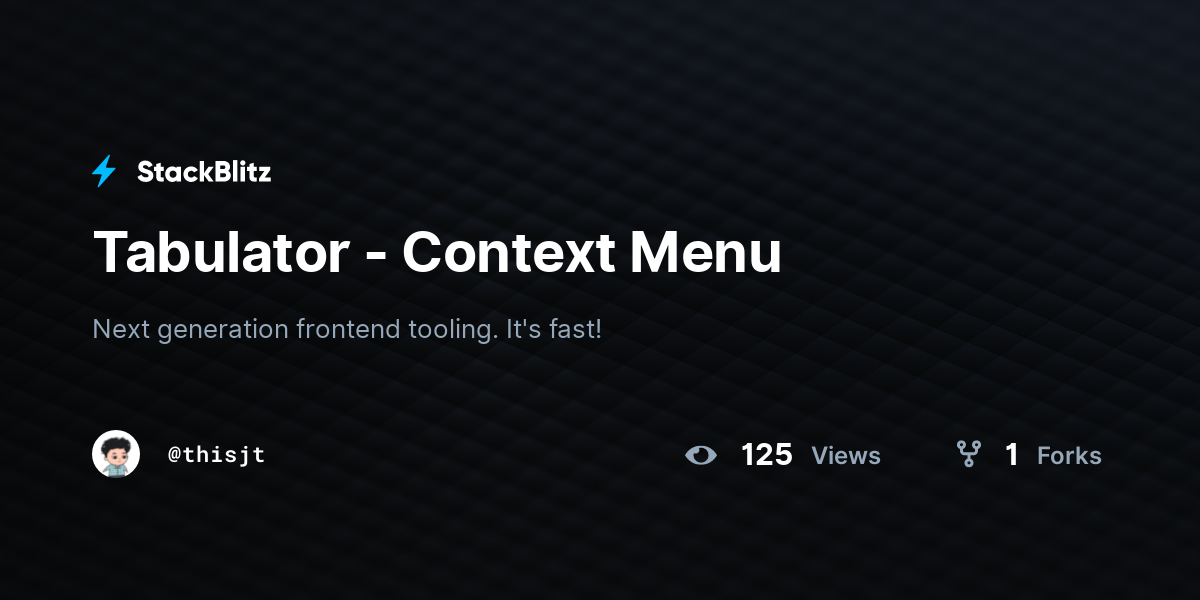 Tabulator - Context Menu - StackBlitz