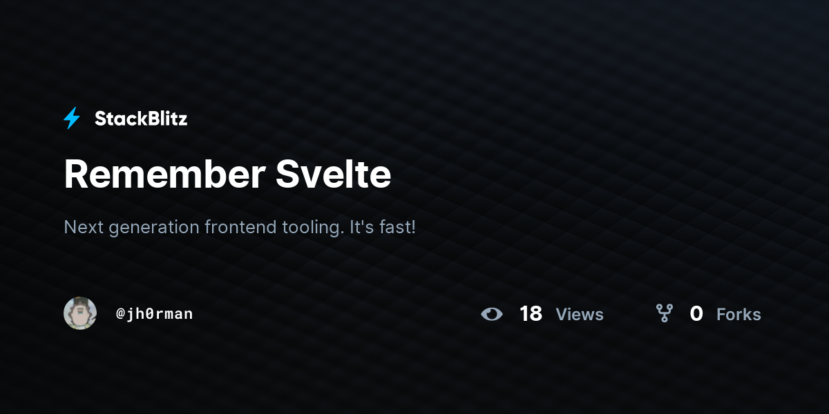 Remember Svelte Stackblitz