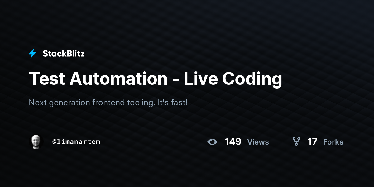 Test Automation - Live Coding - StackBlitz
