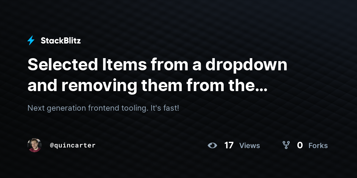 Selected Items from a dropdown and removing them from the array - StackBlitz