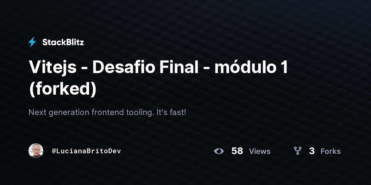 Vitejs - Desafio Final - módulo 1 (forked) - StackBlitz
