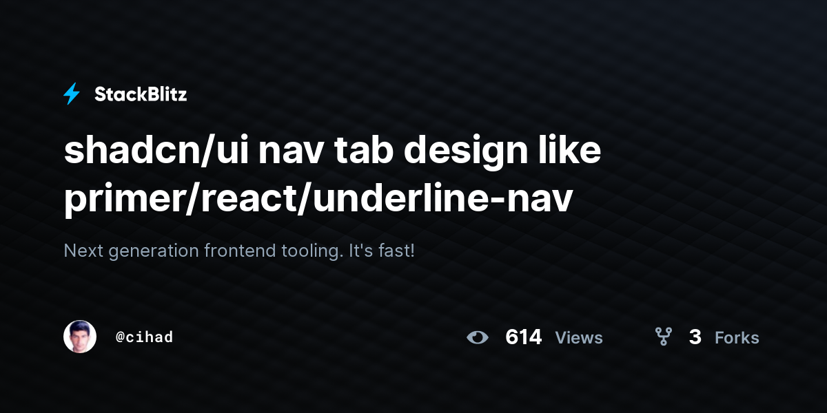 shadcn/ui nav tab design like primer/react/underline-nav - StackBlitz