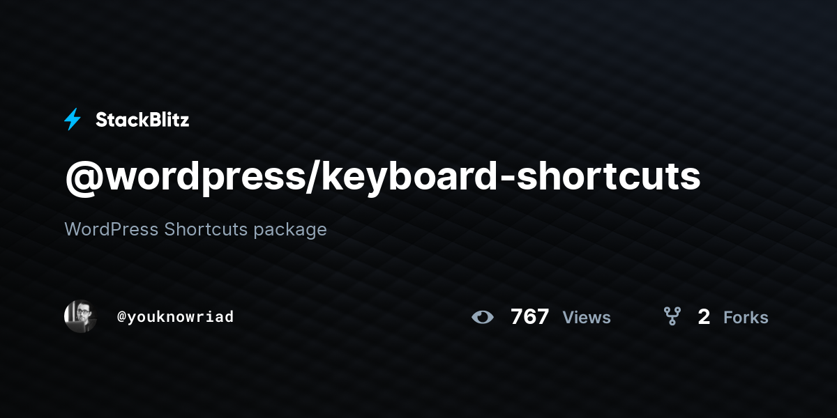 @wordpress/keyboard-shortcuts - StackBlitz