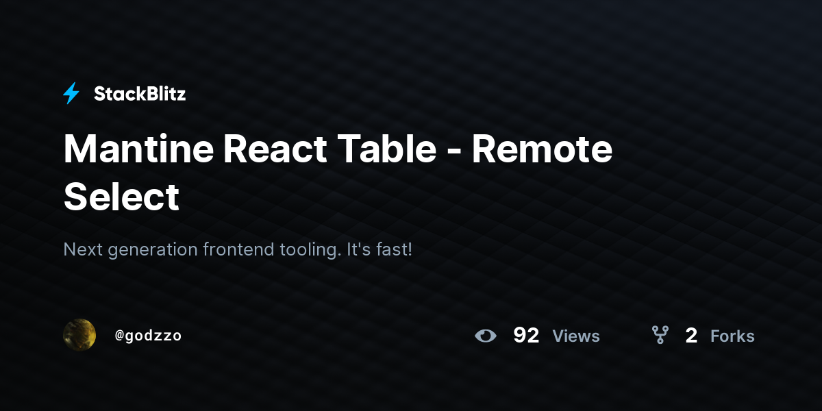 Mantine React Table - Remote Select - StackBlitz