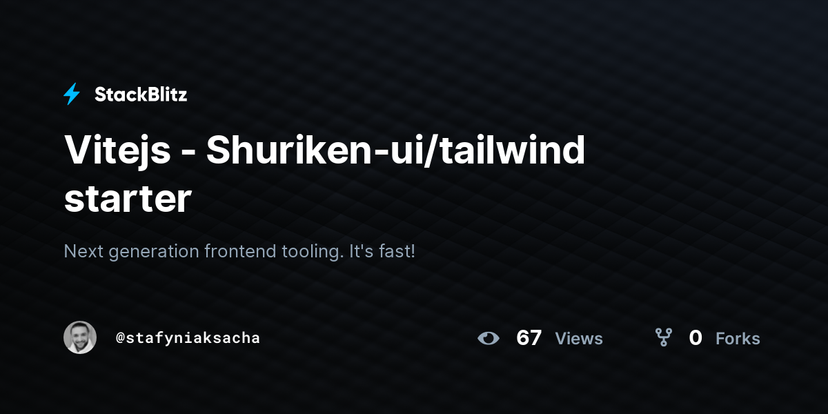 Vitejs - Shuriken-ui/tailwind starter - StackBlitz