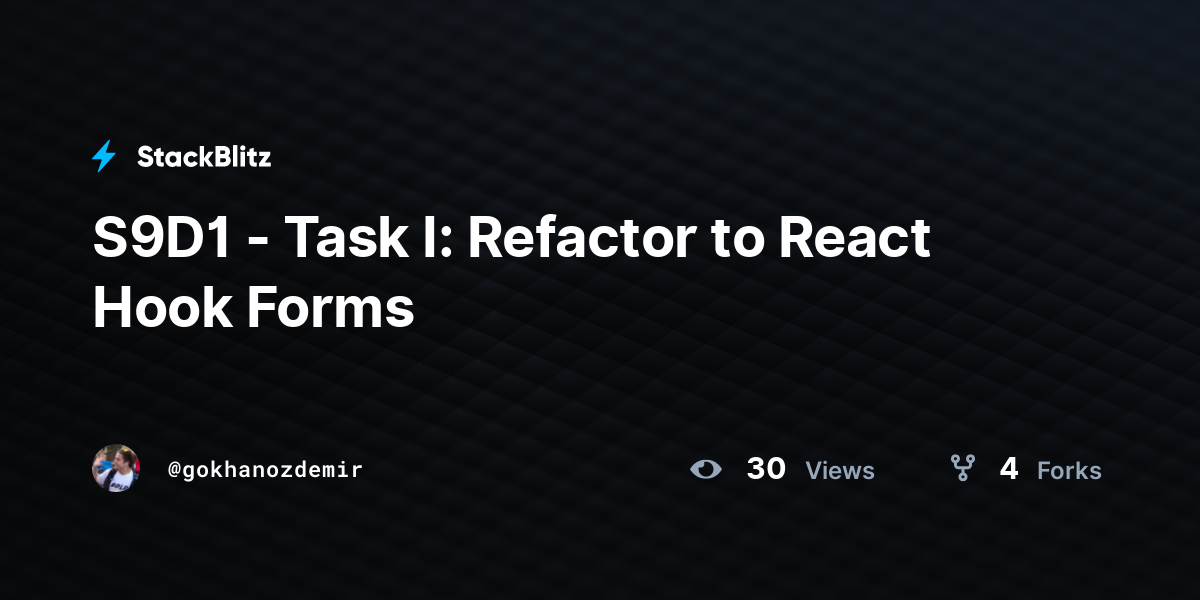 S9D1 - Task I: Refactor to React Hook Forms - StackBlitz