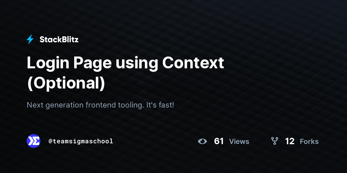 Login Page using Context (Optional) - StackBlitz