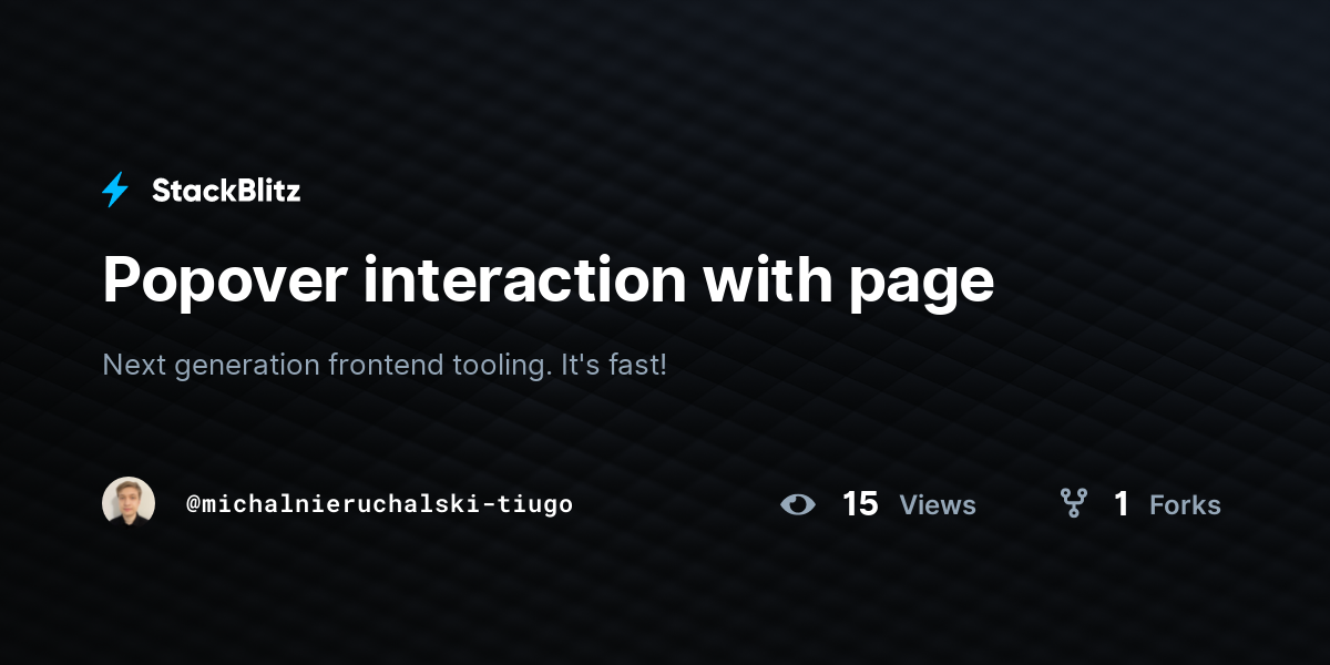 Popover interaction with page - StackBlitz