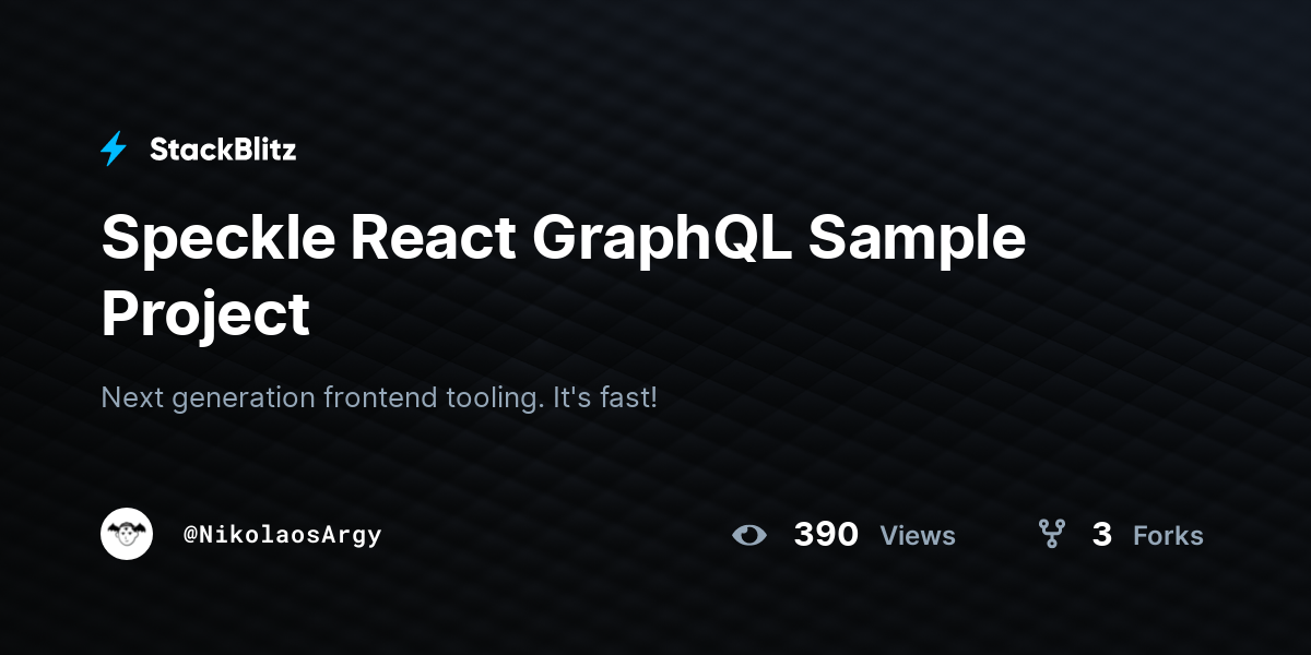 Speckle React GraphQL Sample Project - StackBlitz