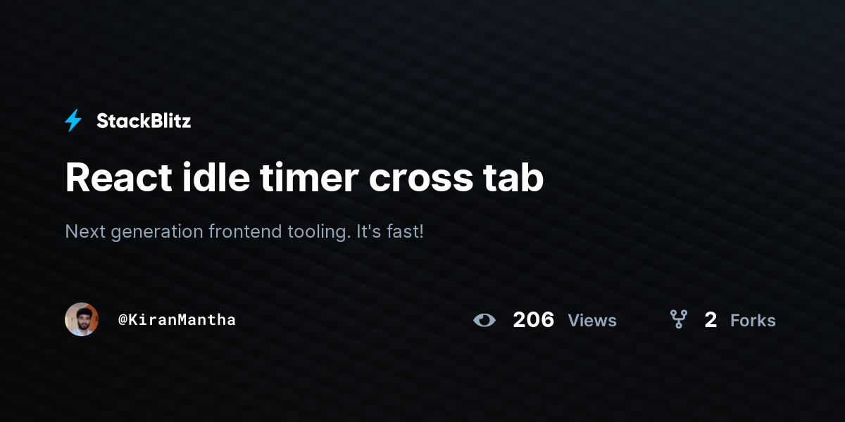 React idle timer cross tab - StackBlitz