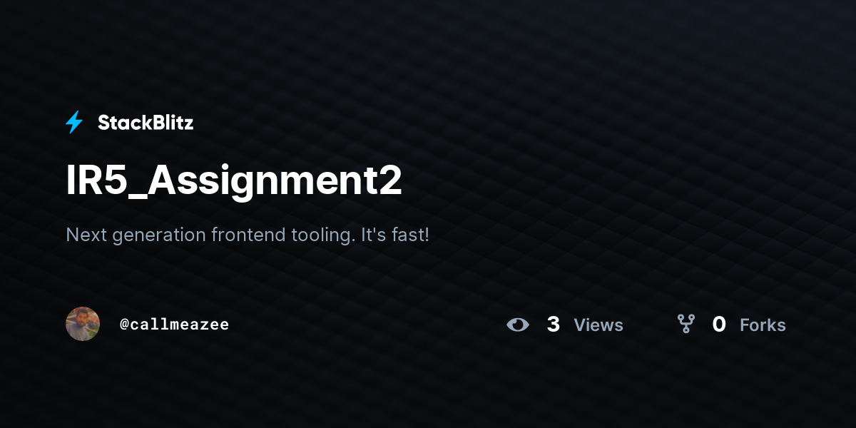 Ir5 Assignment2 Stackblitz