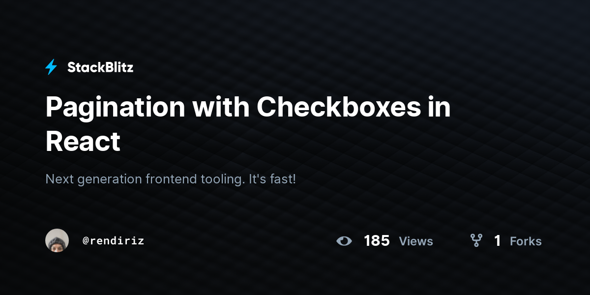 Pagination with Checkboxes in React - StackBlitz